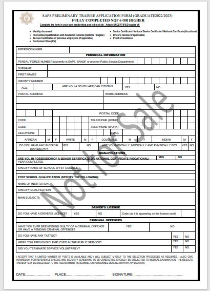 Download and complete SAPS Preliminary Trainee Application Form ...